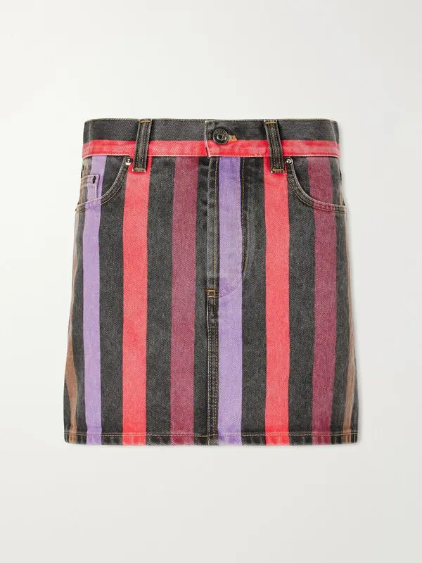 Versace Striped Denim Mini Skirt - Black