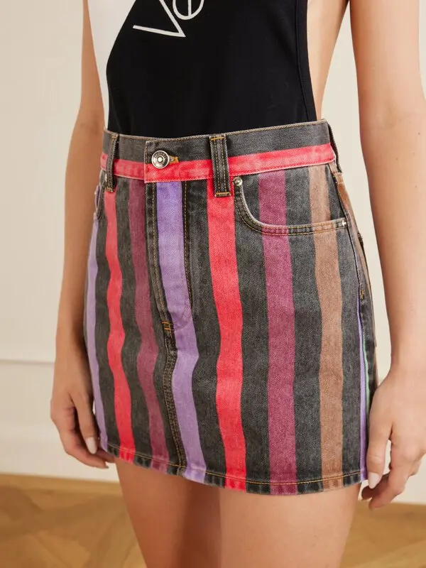 Versace Striped Denim Mini Skirt - Black
