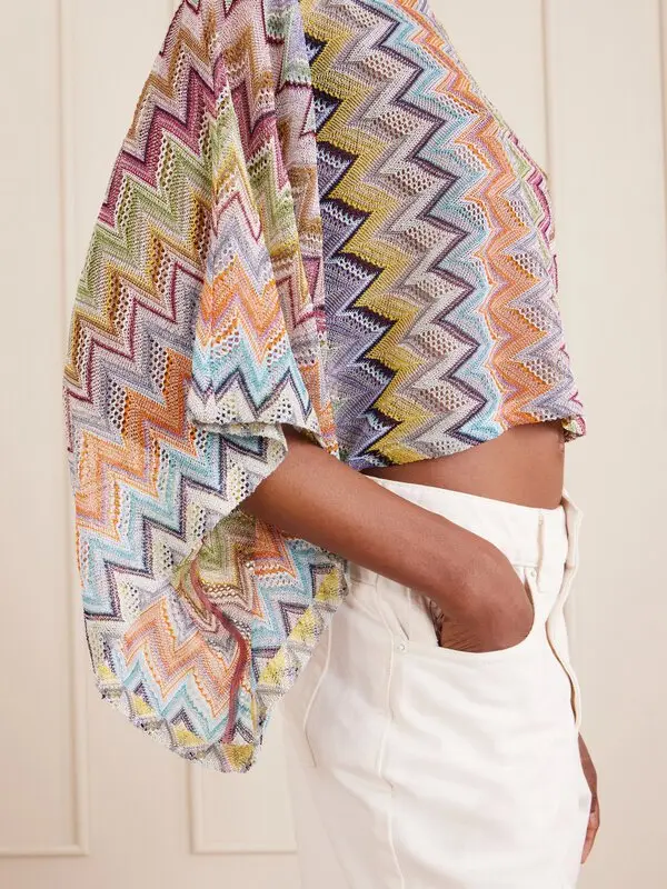 Missoni Striped Cropped Metallic Raschel-knit Top