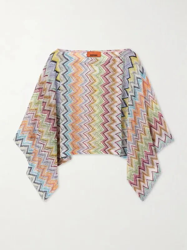 Missoni Striped Metallic Crochet-knit Cropped Top - Blue