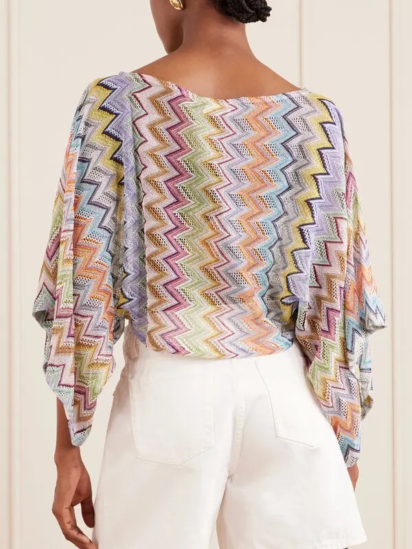 Missoni Striped Metallic Crochet-knit Cropped Top