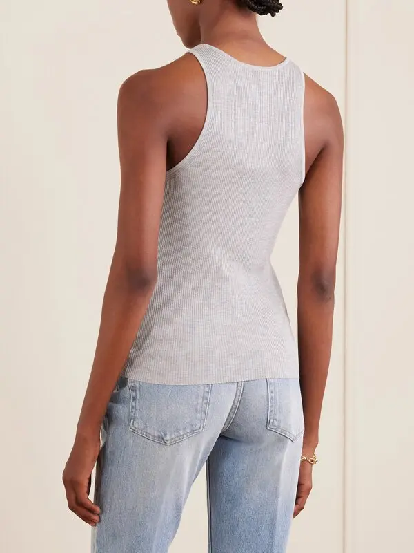 TWP Harbor" Ribbed-knit Silk Blend Tank - Gray
