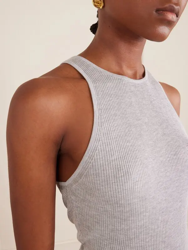 TWP Harbor" Ribbed-knit Silk Blend Tank - Gray