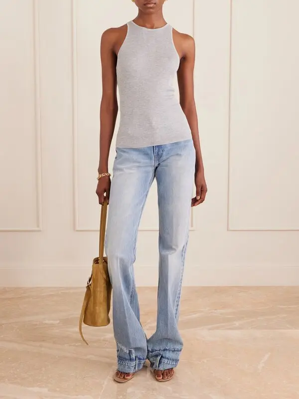 TWP Harbor" Ribbed-knit Silk Blend Tank - Gray
