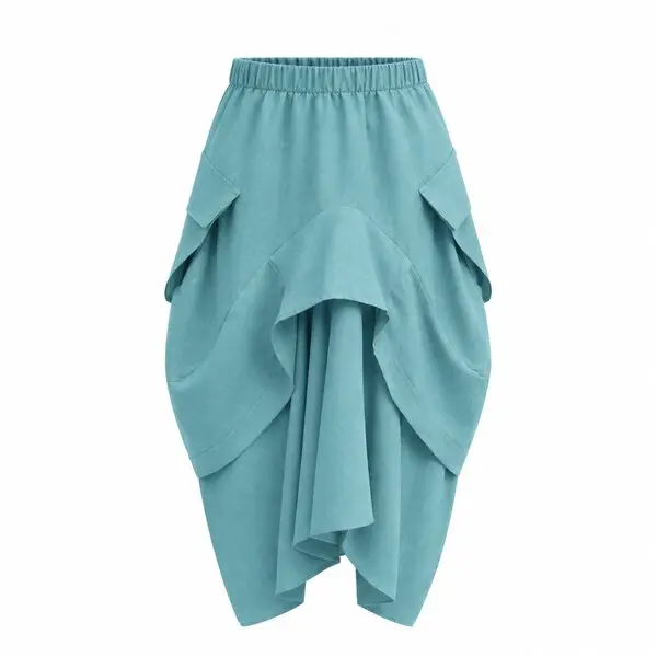 LUMINA ELIGMA The Collar Linen Skirt Teal - Blue