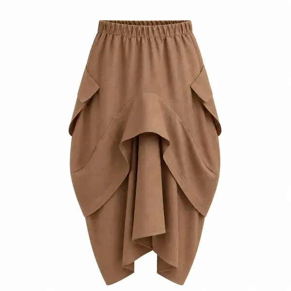 LUMINA ELIGMA The Collar Linen Skirt Vizon - Brown