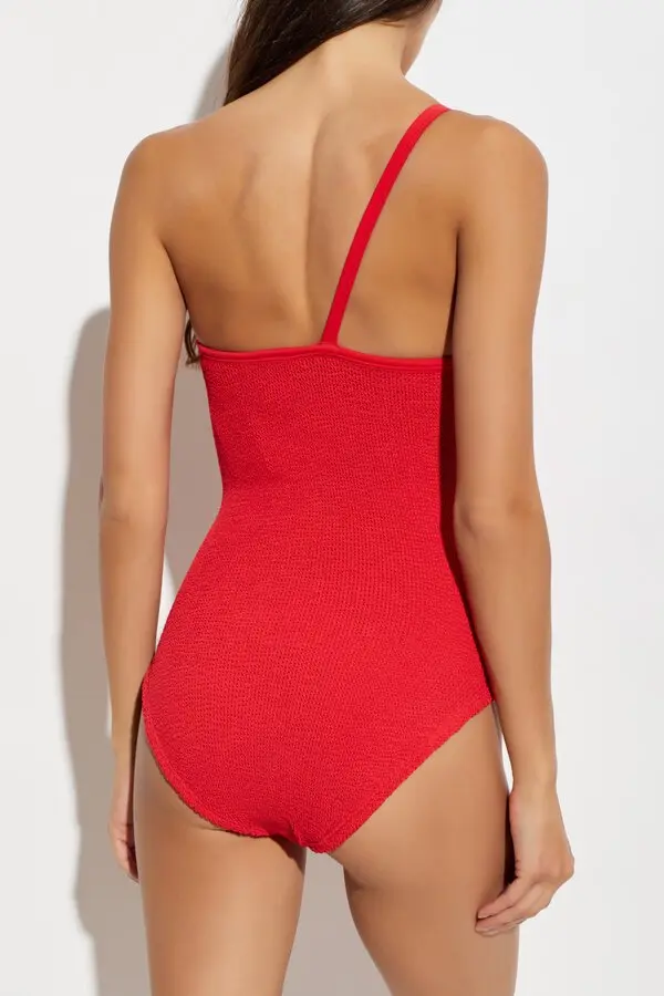 Hunza G Clara One-shoulder One-piece Swimsuit With Metallic Embellishment