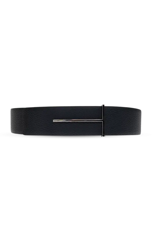 TOM FORD Double-sided Leather Belt With Metallic Buckle - Black