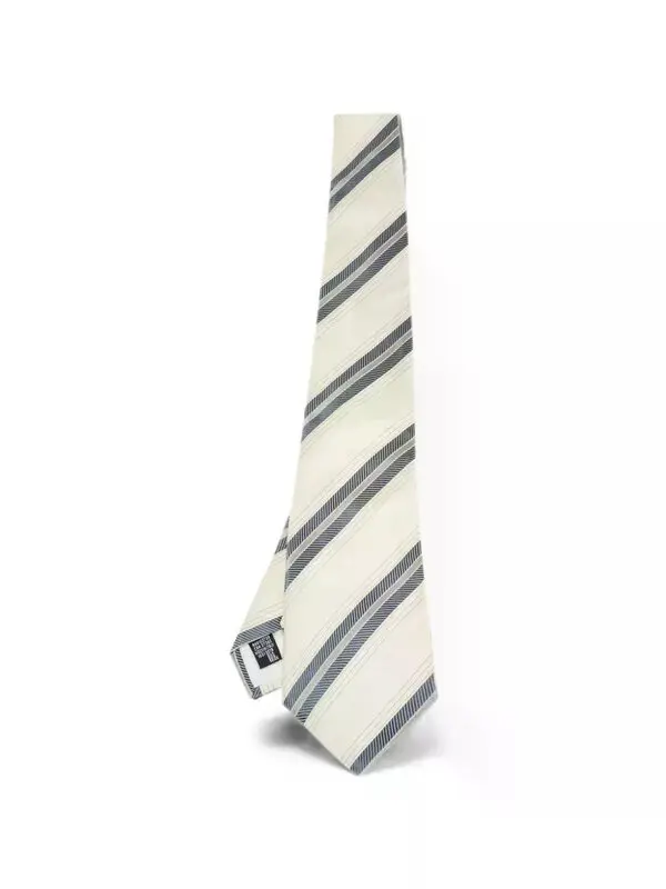 Giorgio Armani Silk Diagonal Stripe Neck Tie - Neutrals