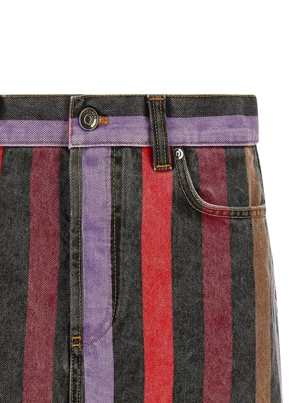 Versace Striped Denim Mini Skirt - Multicolor