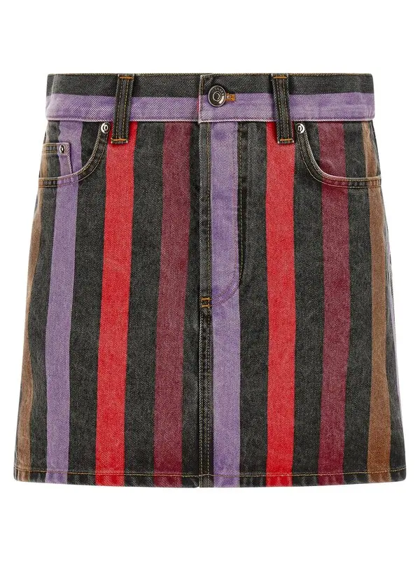 Versace Striped Denim Mini Skirt - Multicolor