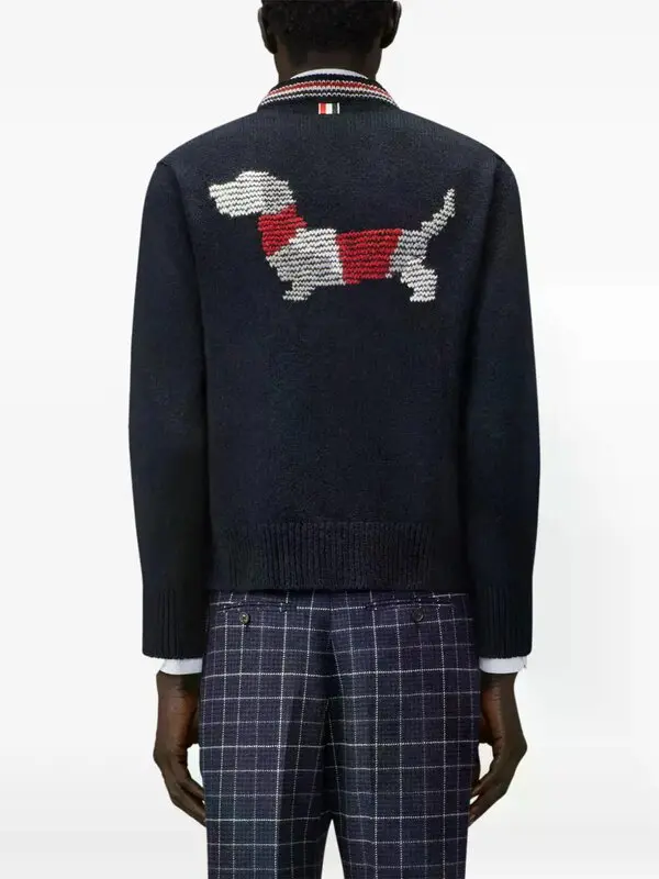 Thom Browne Hector Intarsia-knit Donegal Cardigan - Blue