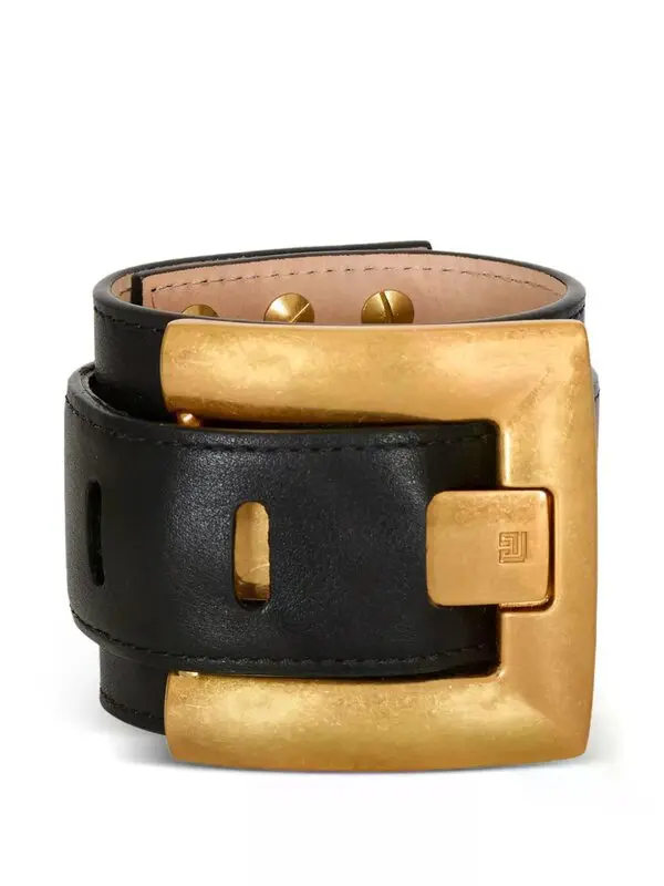 Balmain Anthem Smooth Leather Bracelet - Black