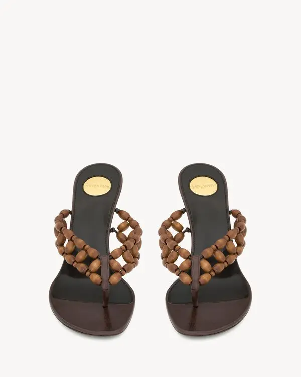 Saint Laurent Zina Wooden Beaded Sandals