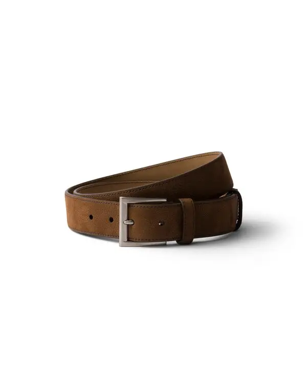 Prada Nubuck Leather Belt - Brown