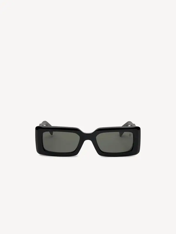 Balmain Rectangle Sunglasses With Gold Anthem Buckle - Black