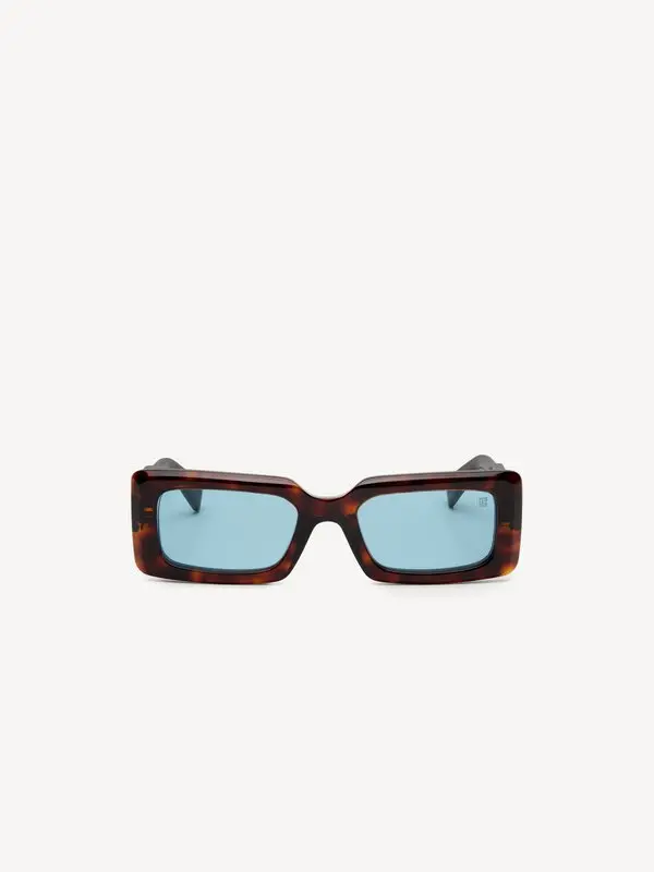 Balmain Rectangle Sunglasses With Gold Anthem Buckle - Brown