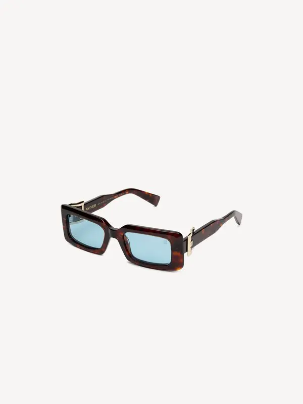 Balmain Rectangle Sunglasses With Gold Anthem Buckle - Brown