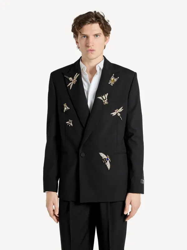 Balmain Embroidered Wool And Crystal Insect Jacket