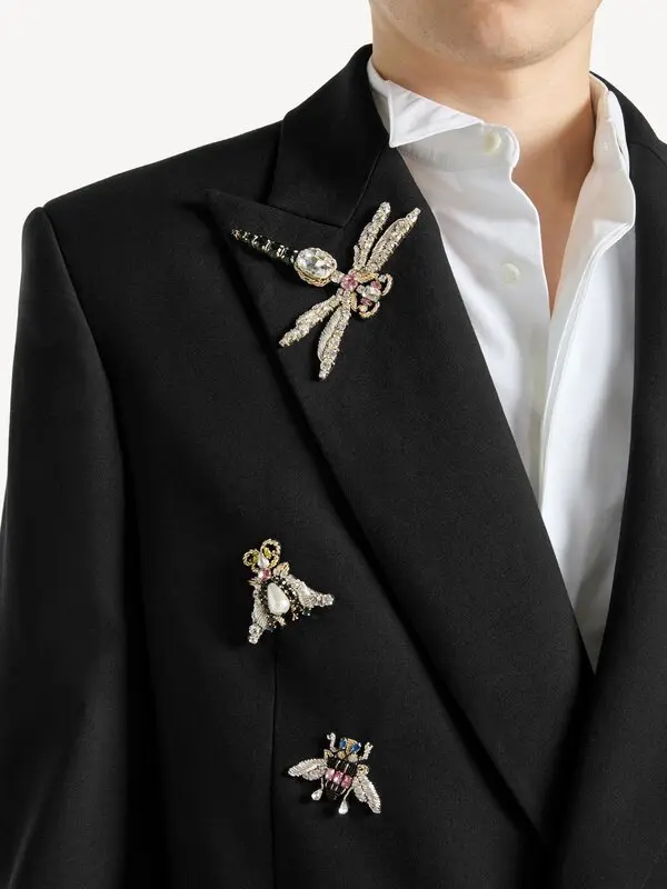 Balmain Embroidered Wool And Crystal Insect Jacket
