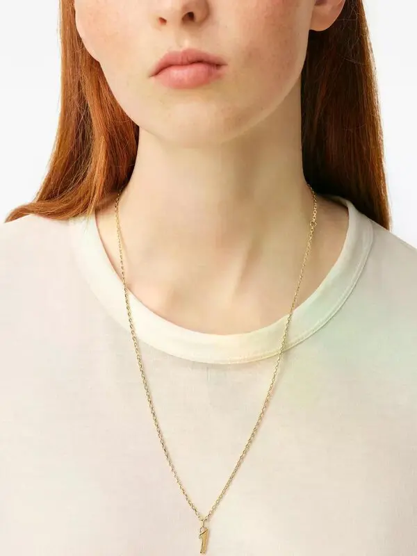 AMI Paris Hammered Number Pendant Necklace