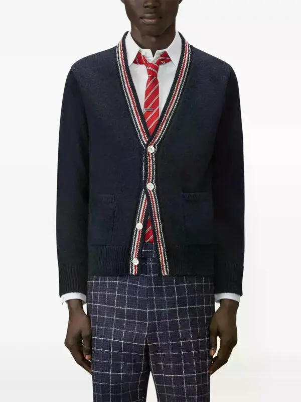 Thom Browne Hector Intarsia-knit Donegal Cardigan - Blue