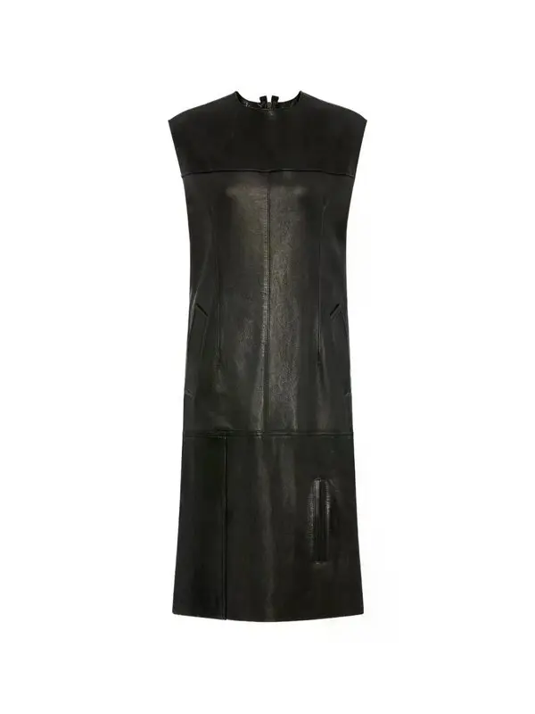 MAISON MARGIELA Patchwork Leather Midi Dress - Black
