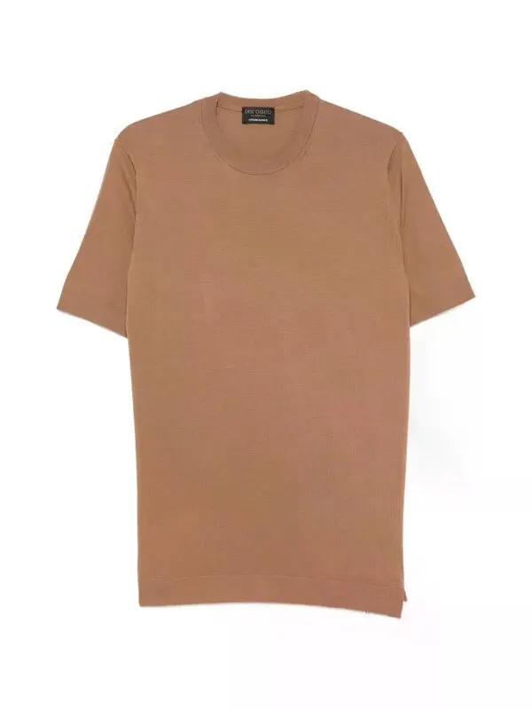 DELL'OGLIO Crew-neck Short-sleeve T-shirt - Brown