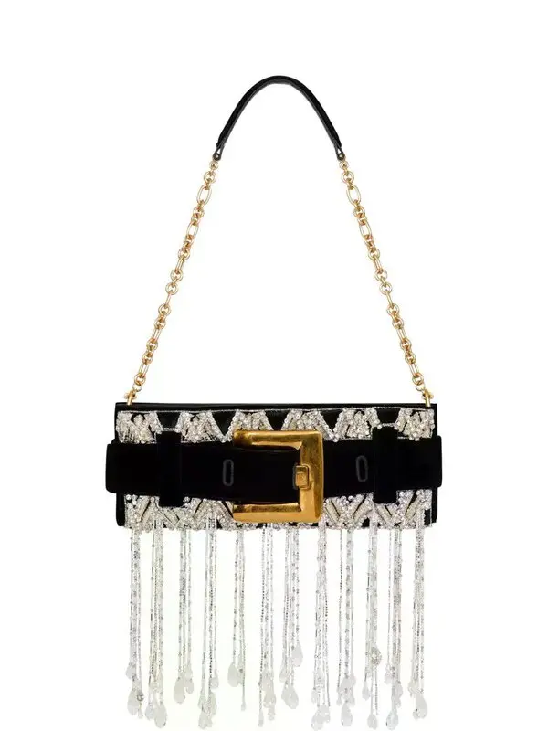 Balmain Anthem Clutch In Embroidered Velvet