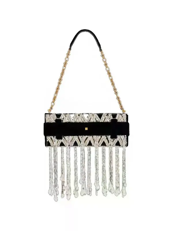 Balmain Anthem Clutch In Embroidered Velvet