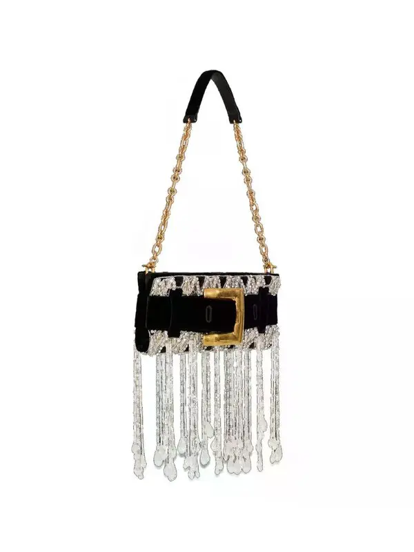 Balmain Anthem Clutch In Embroidered Velvet