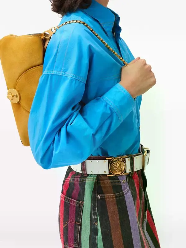 Versace Vivian Suede Clutch With Chain Strap