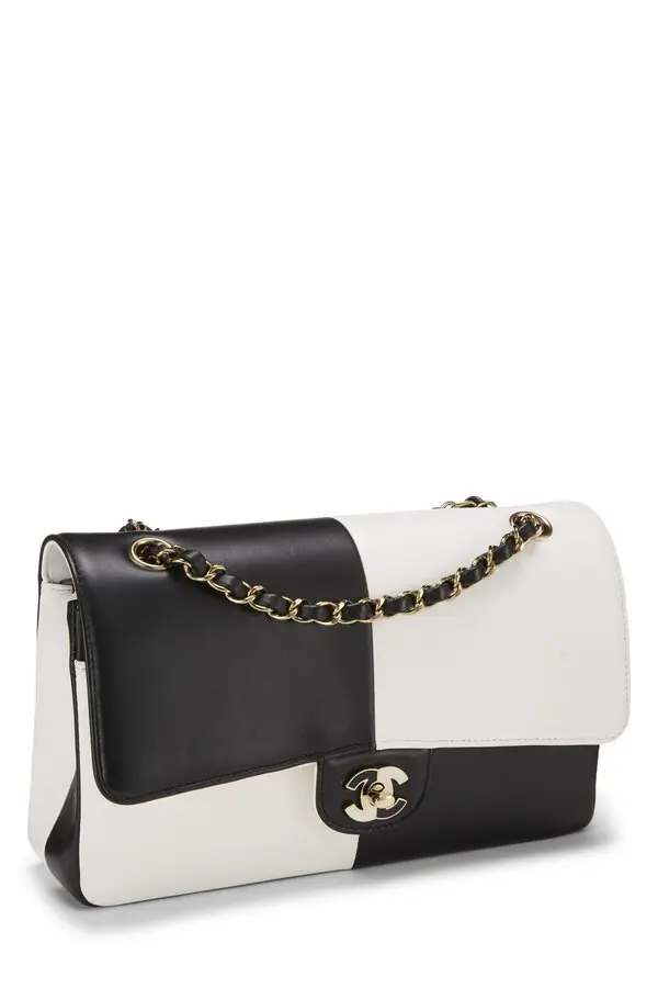 Chanel Black & White Geometric Lambskin Classic Double Flap