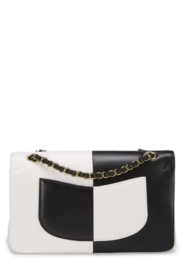 Chanel Black & White Geometric Lambskin Classic Double Flap