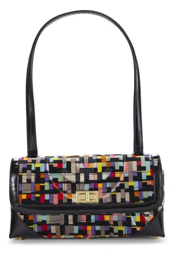Chanel Multicolor Velour Mademoiselle Lock Shoulder Bag - Multi