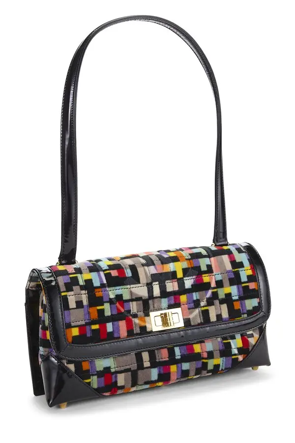 Chanel Multicolor Velour Mademoiselle Lock Shoulder Bag