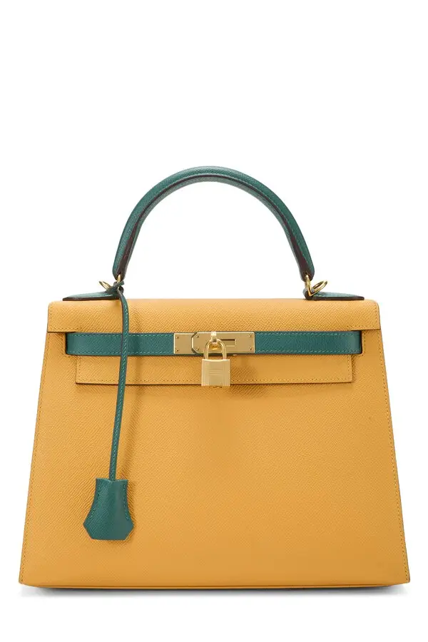 Hermès Jaune D'or & Menthe Epsom Horseshoe Kelly Sellier 28 - Multi