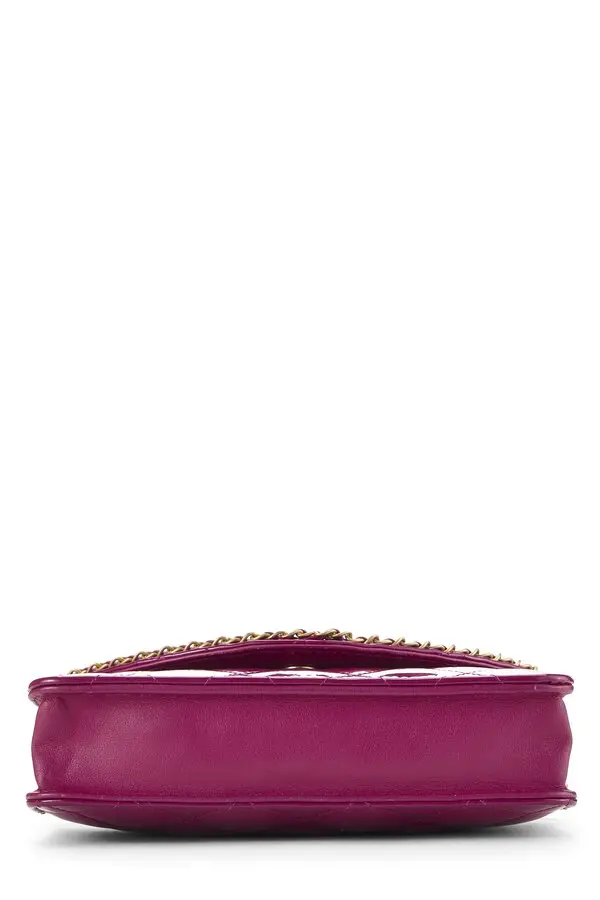 Chanel Patent Leather Quilted Heart Wallet On Chain