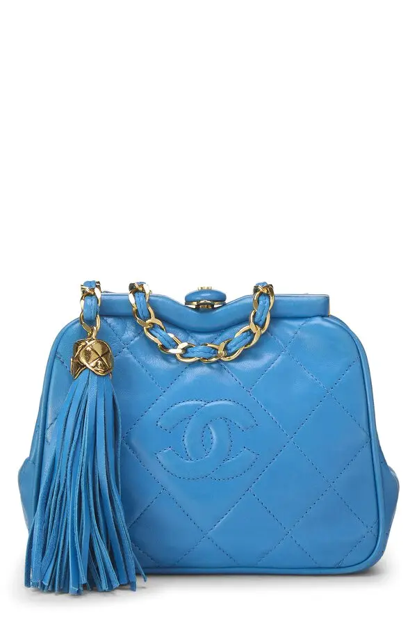 Chanel Quilted Lambskin Kiss Lock Waist Pouch - Blue