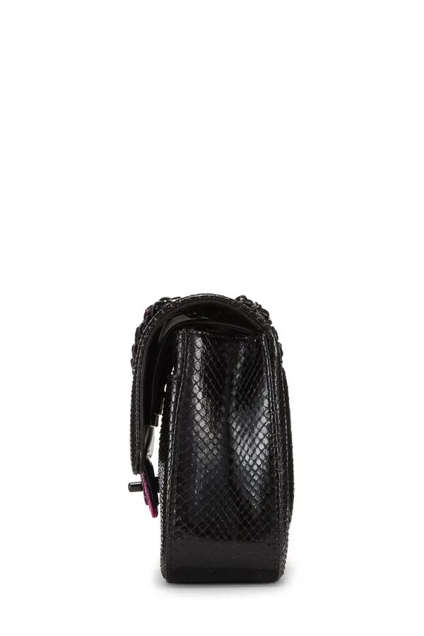 Chanel Black & Pink Python Classic Double Flap Medium