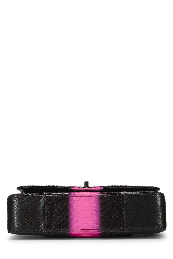 Chanel Black & Pink Python Classic Double Flap Medium