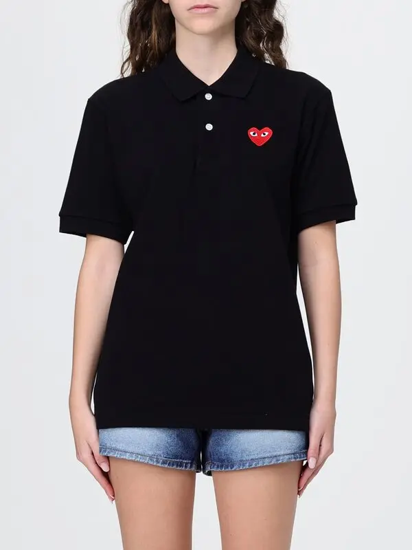 Comme Des Garçons Polo Shirt With Heart Appliqu - Black