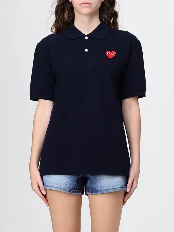 Comme Des Garçons Polo Shirt With Heart Appliqu - Blue