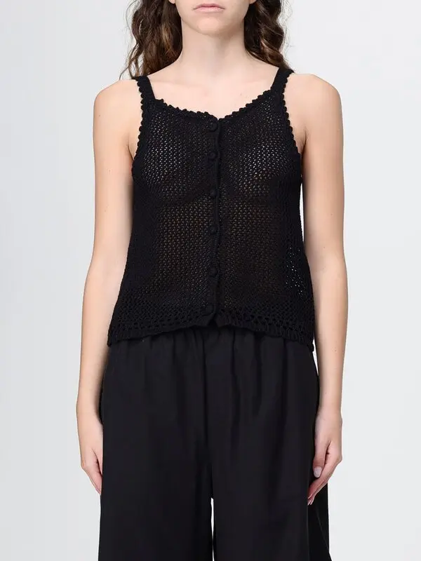 DUNST Crochet Button-up Top - Black