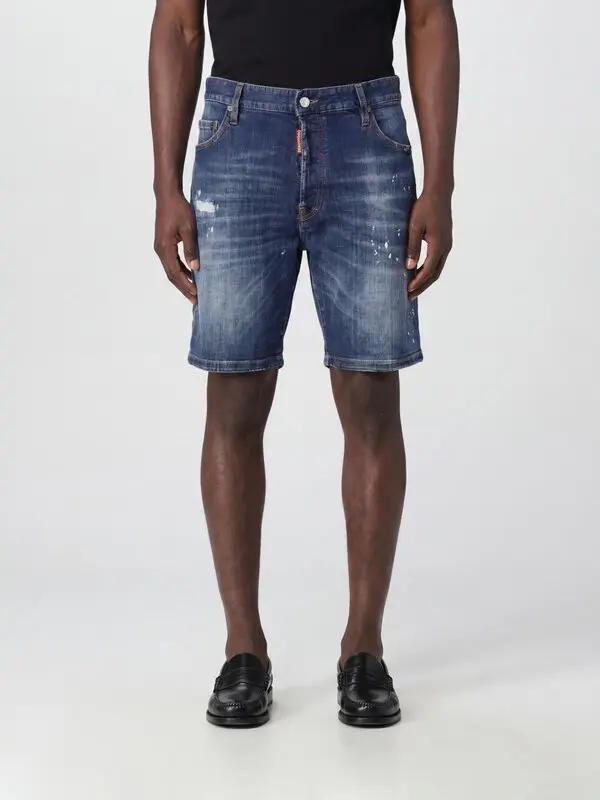 Dsquared2 Cotton Shorts With Worn Effect - Denim