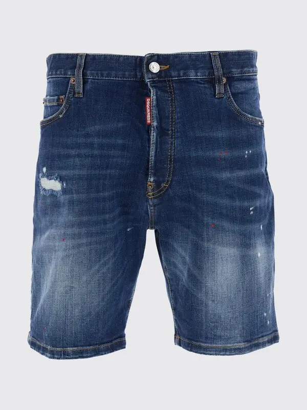 Dsquared2 Cotton Shorts With Worn Effect - Denim