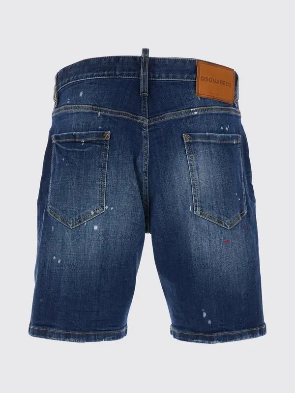 Dsquared2 Cotton Shorts With Worn Effect - Denim