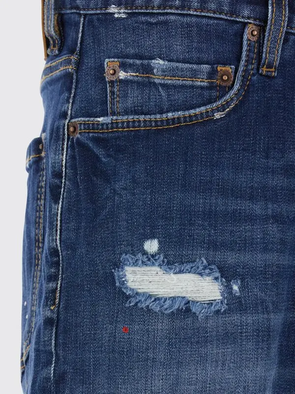 Dsquared2 Cotton Shorts With Worn Effect - Denim