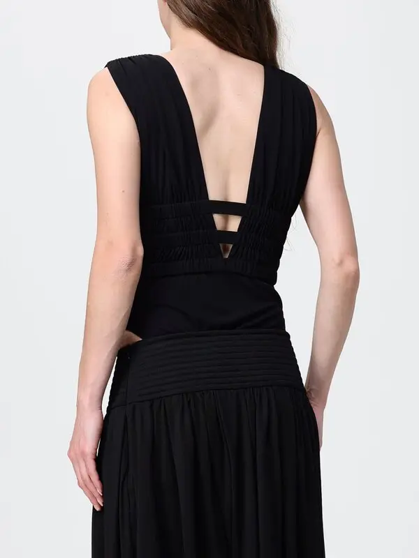 Alaïa V-neck Slim Fit Cut-out Viscose Top With Strap Detailing