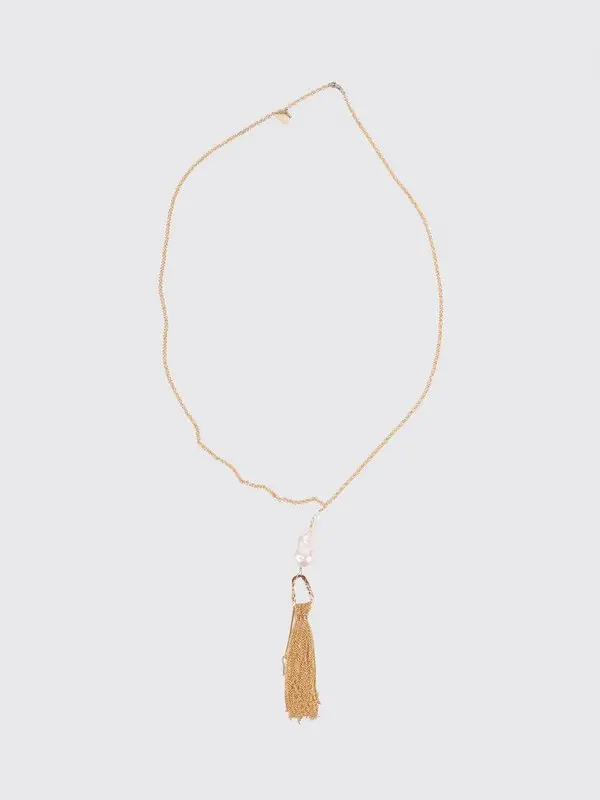 FORTE_FORTE Tone Bronze Choker Necklace With Pearls And Tassels - Gold